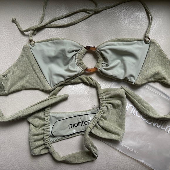 Montce | Swim | Montce Swim Bikini Top Jade Sparkle Tori Ties Bandeau ...